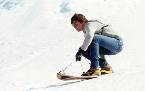 Michigan 1965, Sherman Poppen invents the first snowboard. Snurfing ...